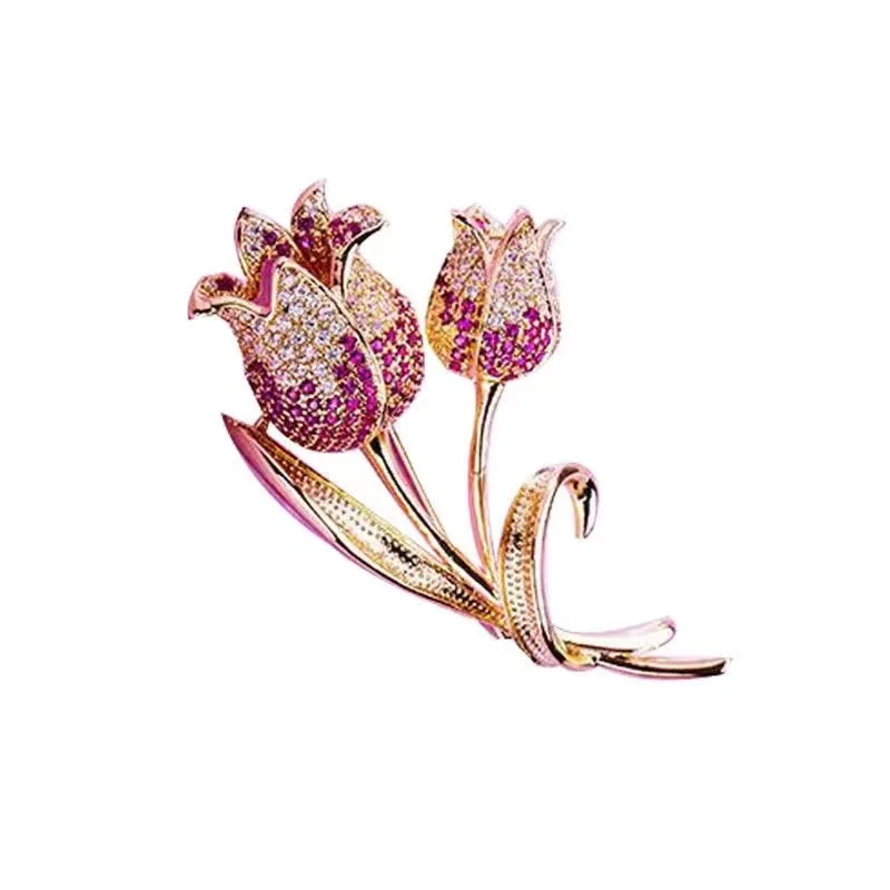 New-Purple-Tulip-Studded-With-Diamonds-Luxurious-Brooch-Temperament ...