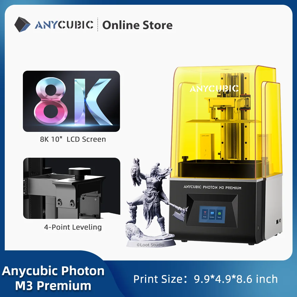 ANYCUBIC Photon M3 Premium 8K LCD 3D Printer High Precision Resolution 4 Point Leveling LCD ...