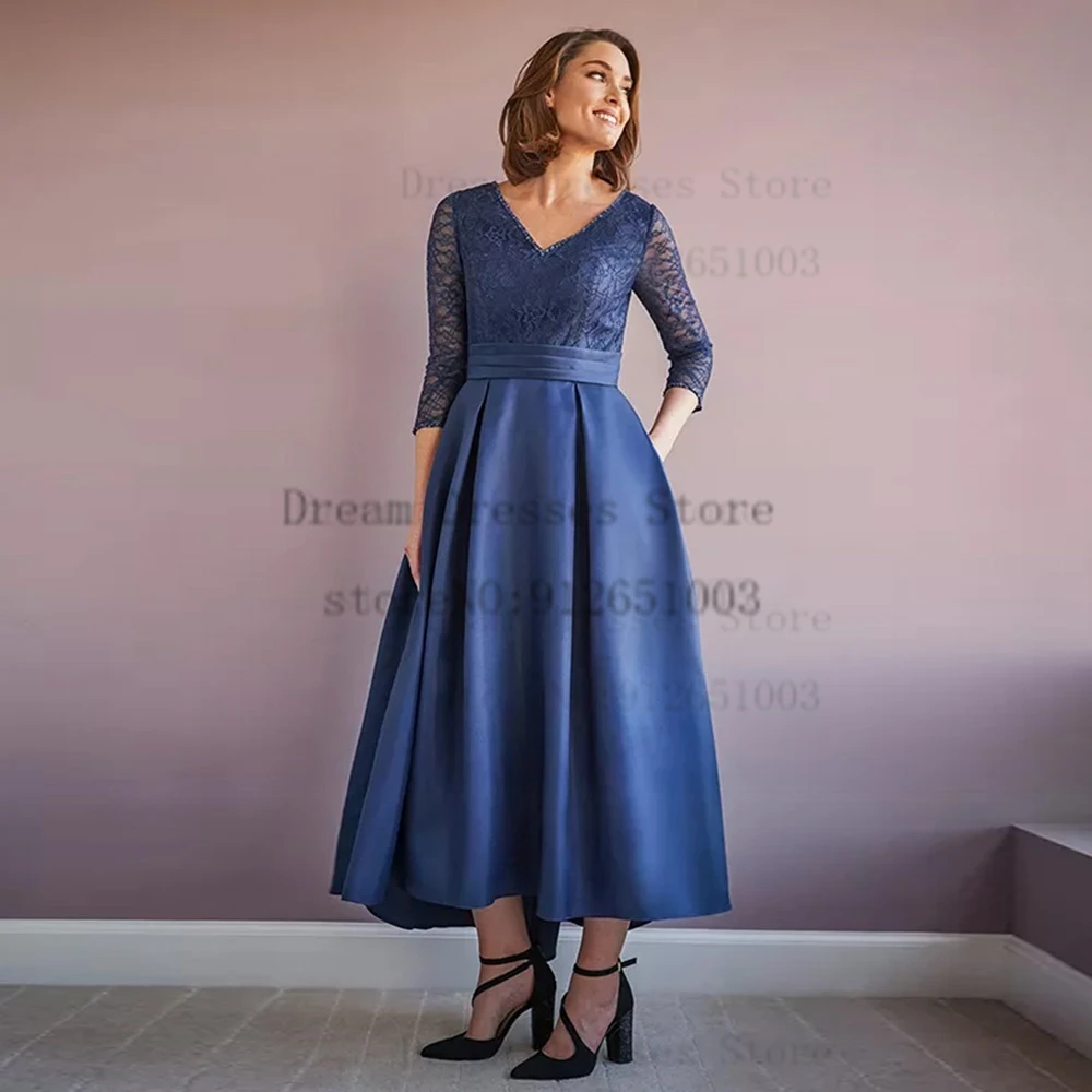 Simple-Light-Sky-Blue-Mother-Of-Bride-Dresses-Satin-V-neck-Embroidery ...