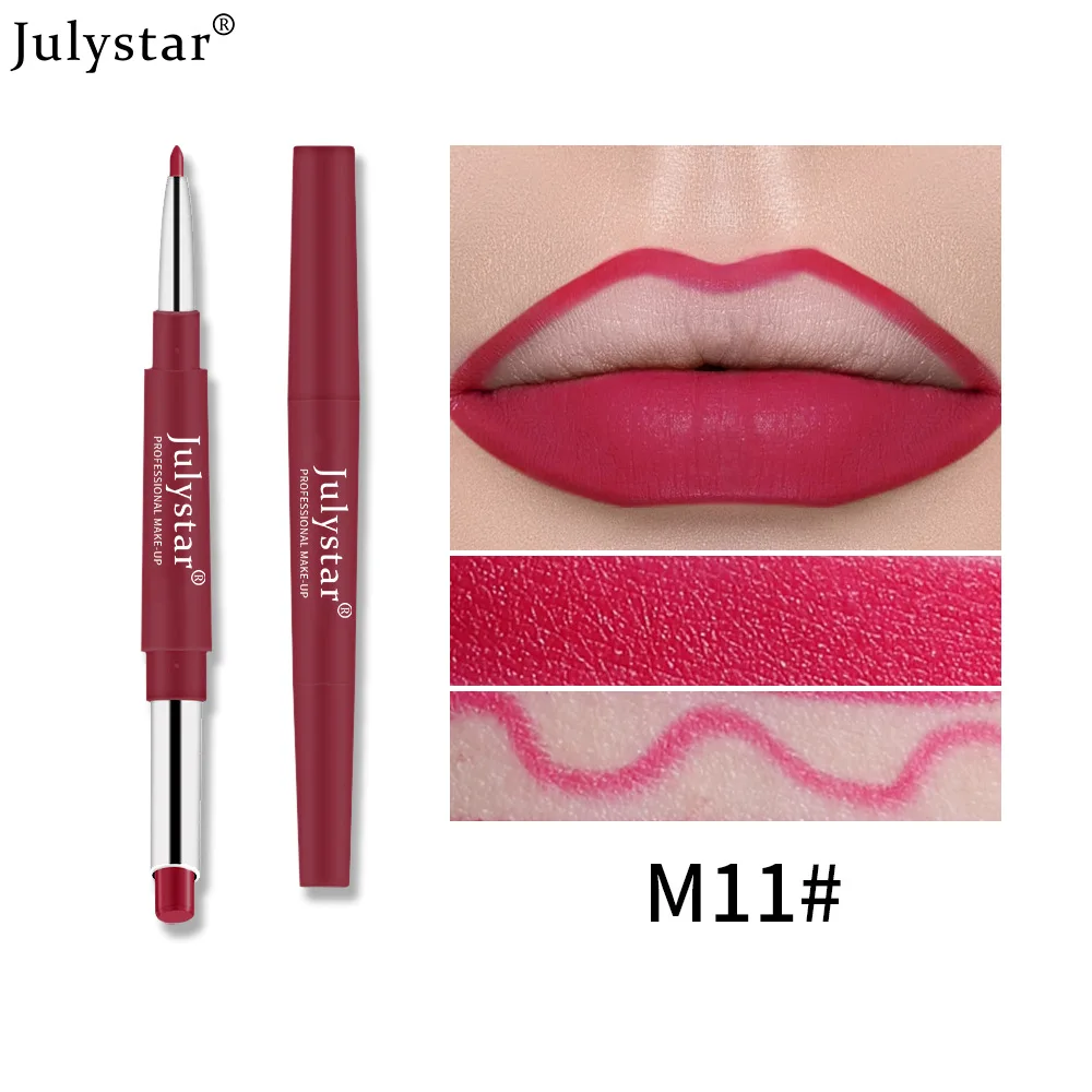 Lápiz labial 2 en 1 de 12 colores Julystar, delineador de labios de ...