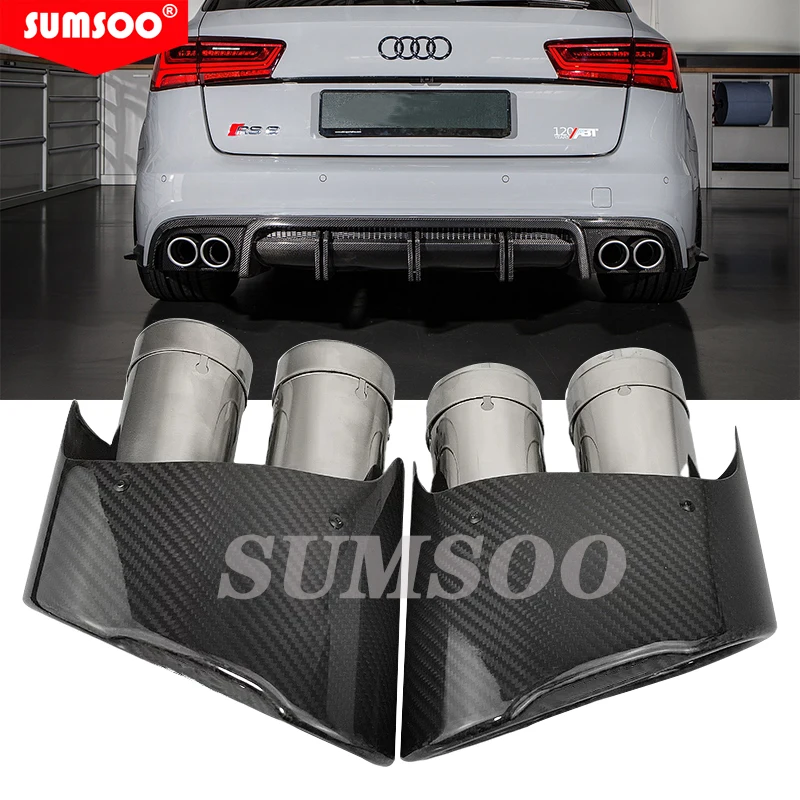 L And R 리얼 Ak 카본 머플러 엔드 팁 자동차 테일 스로트 배기 파이프 아우디 Rs3 Rs4 Rs5 Rs6 Rs7 개조