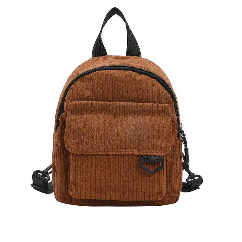 2023 Women's Fashion Mini Backpack Solid Color Corduroy Small Backpacks ...