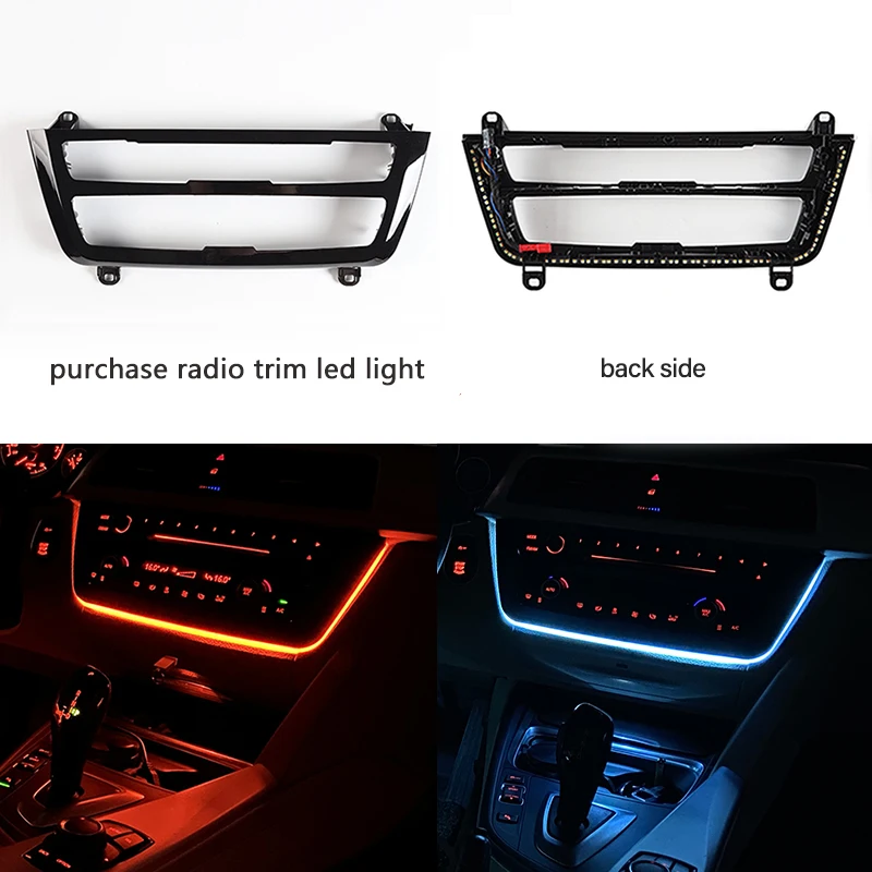 radio trim led dashboard center console light with blue and orange AC ...