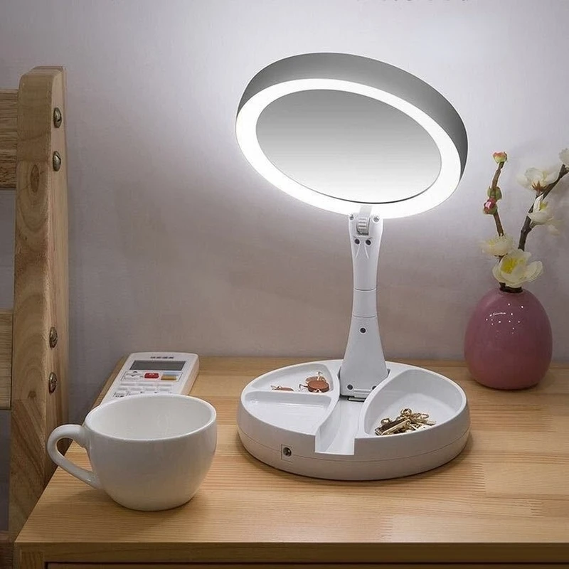 Foldable Usb Charging Or Battery Led Mirror Makeup White Vanity ...