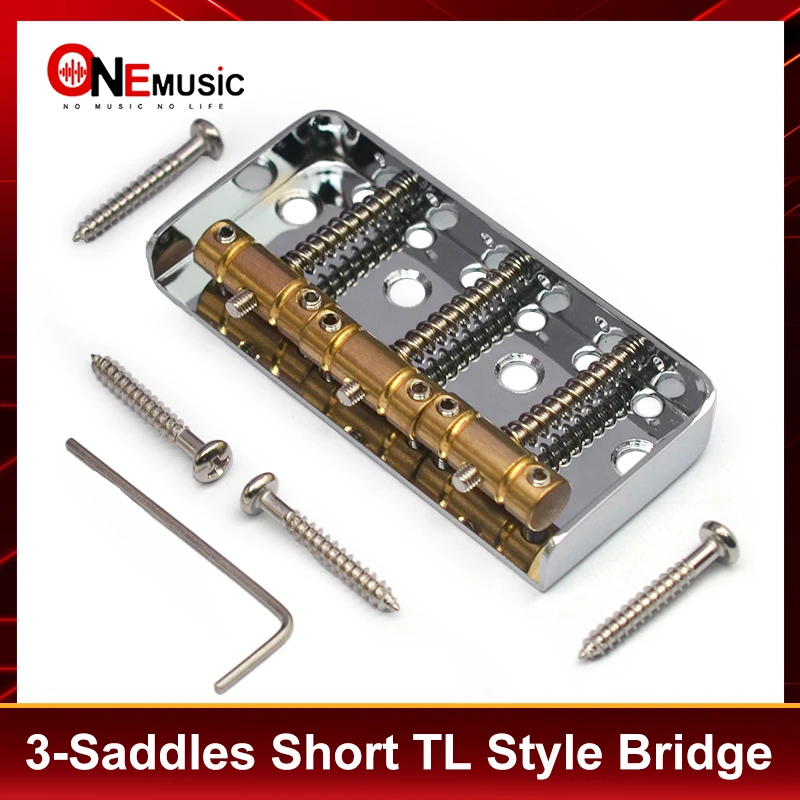 Short TL Bridge Brass 3-Saddles for TL Style 76.5x35.5mm Chrome ...