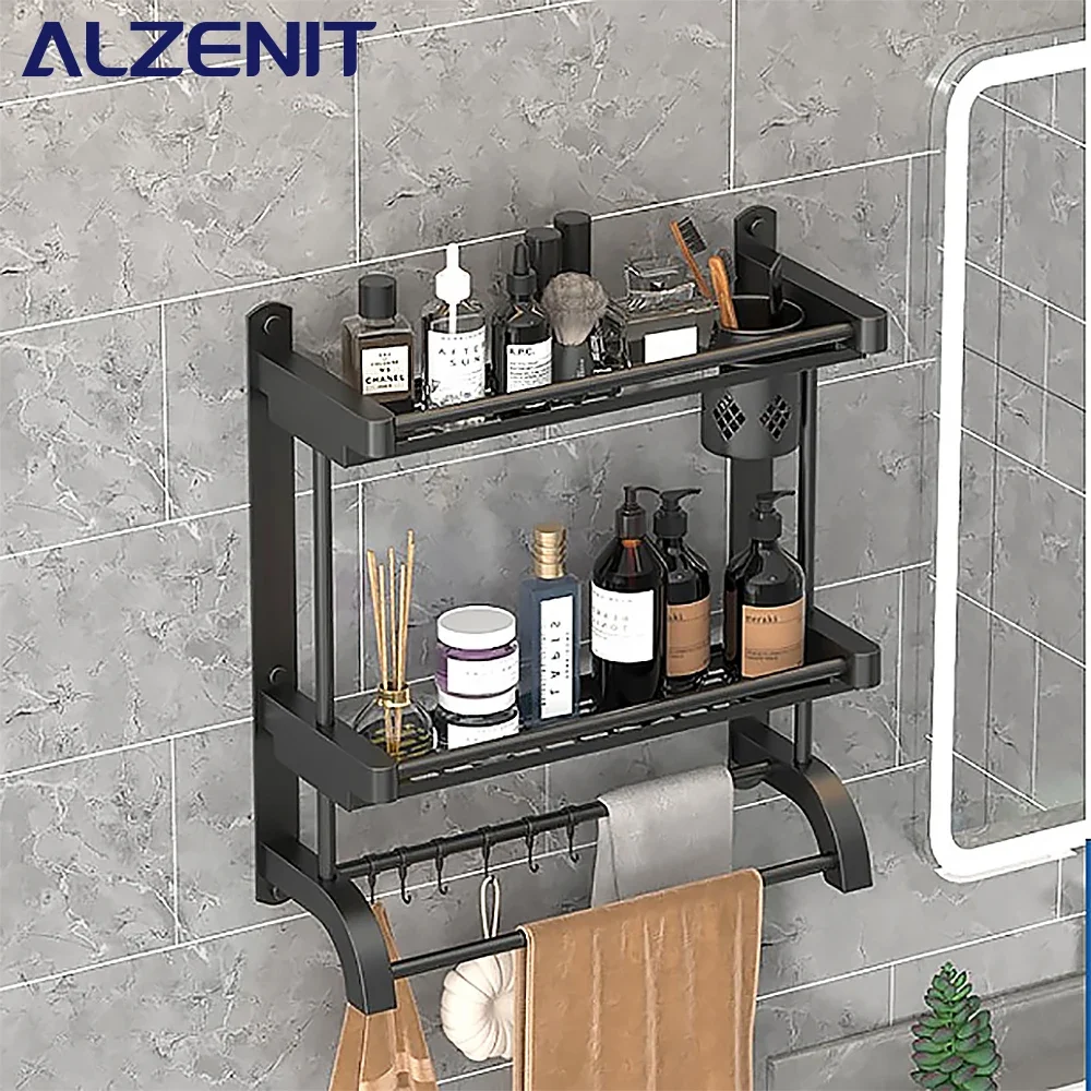 Square-Shelves-Bathroom-Items-Storage-Rack-Single-Double-Wall-Mounted ...