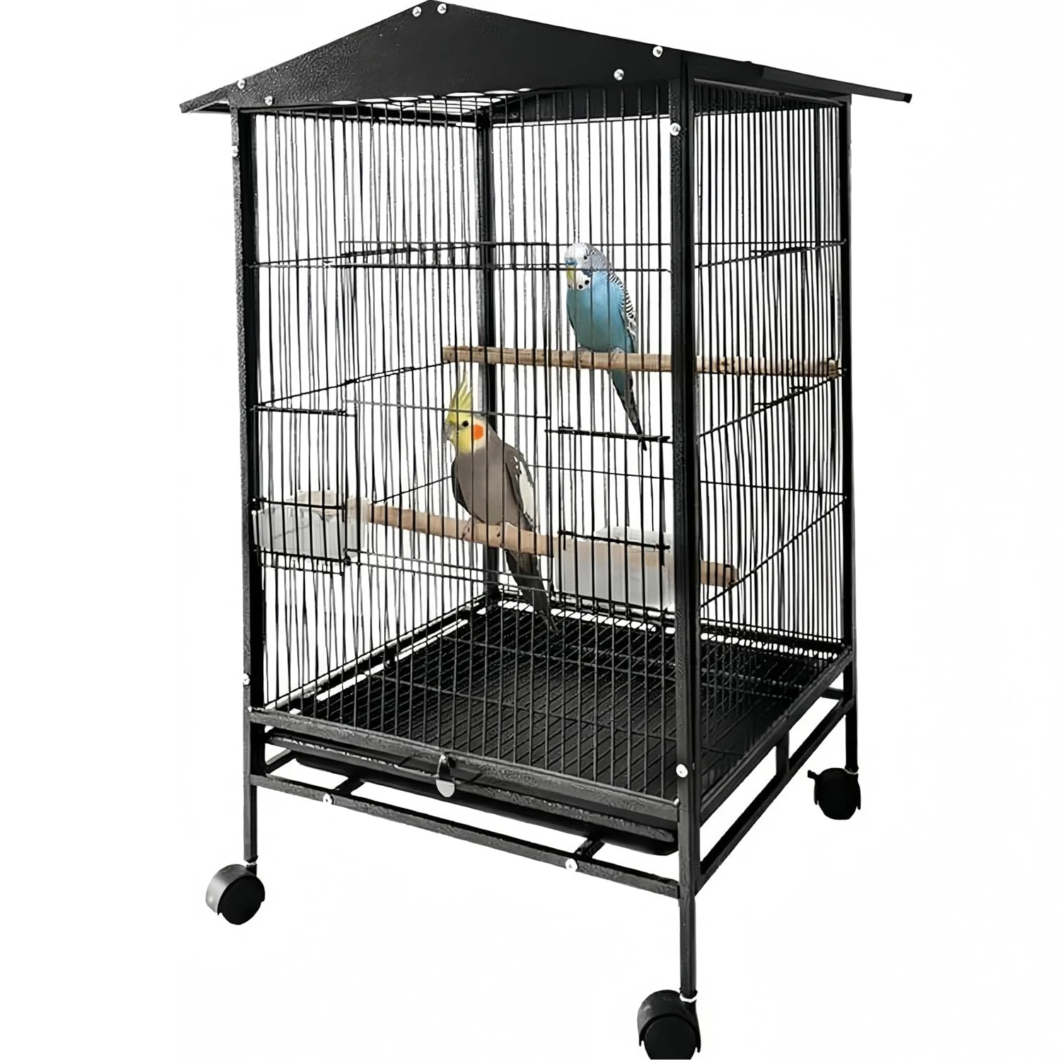 Indoor Outdoor Bird Flight Cage on Wheels Rolling Stand Tall Parrot ...