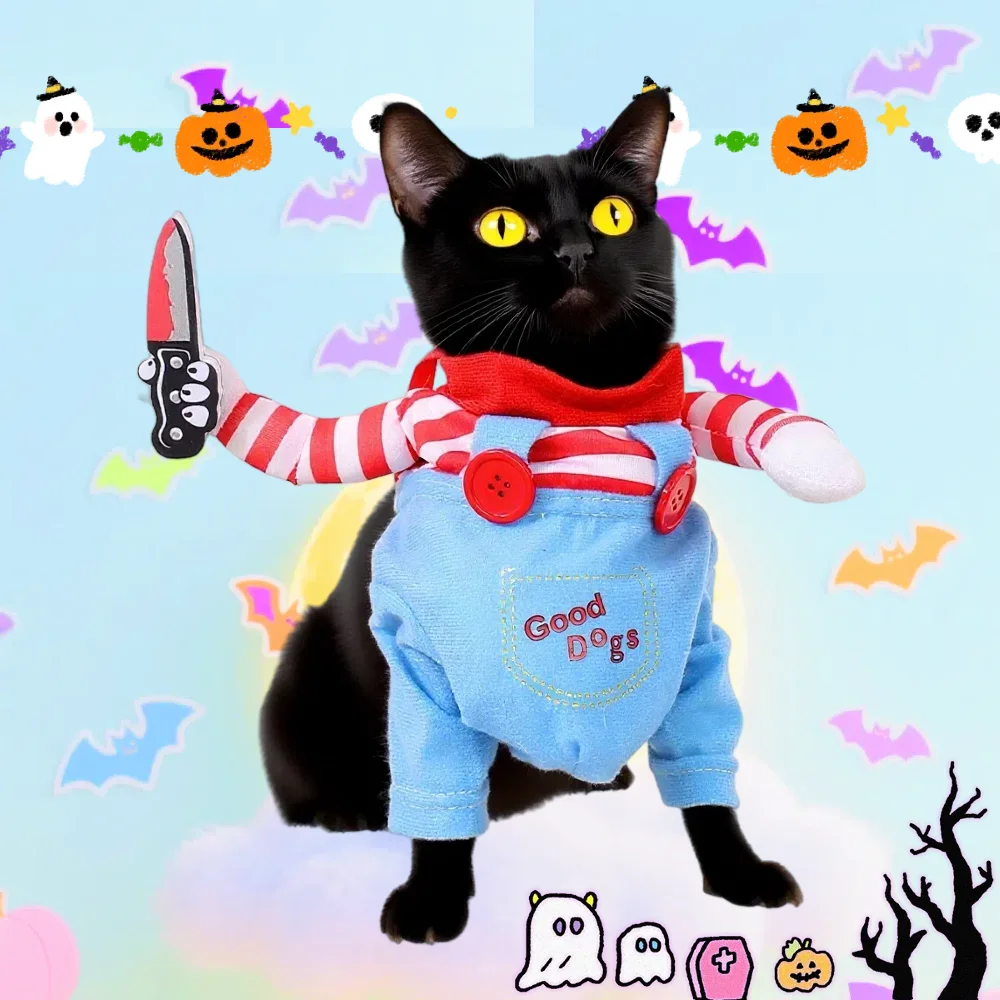 Halloween Cat Costume Funny Dress Up Pet Clothes Cute Cosplay Party Pet ...