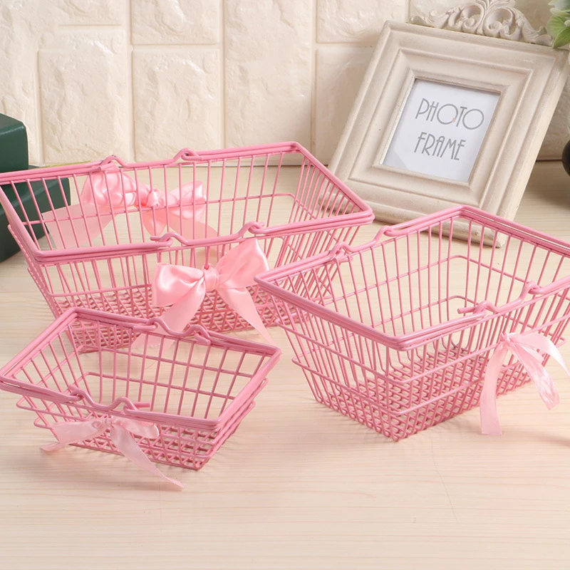 Pink-Mini-Storage-Basket-Desktop-Finishing-Cosmetics-Jewelry-Storage ...