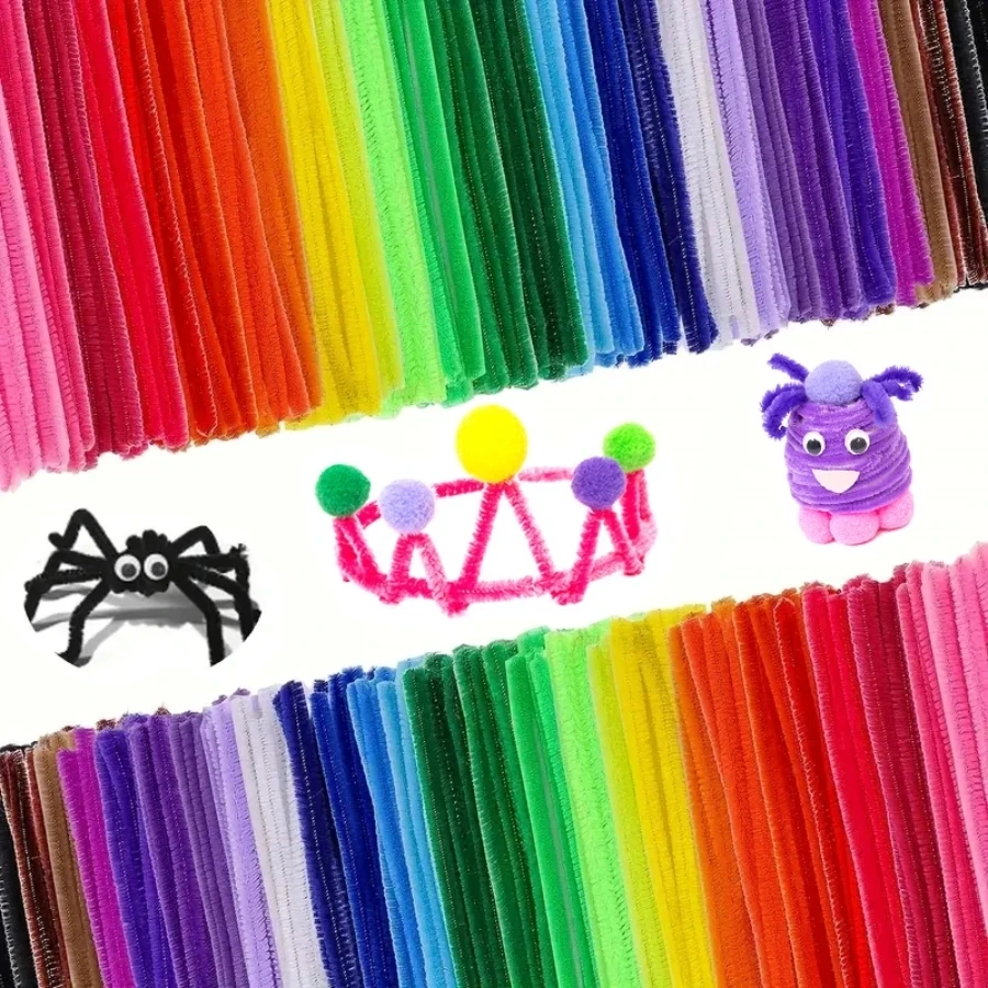 100pcs-Mixed-Color-Pipe-Cleaners-Multicolor-Chenille-Stems-Stick ...