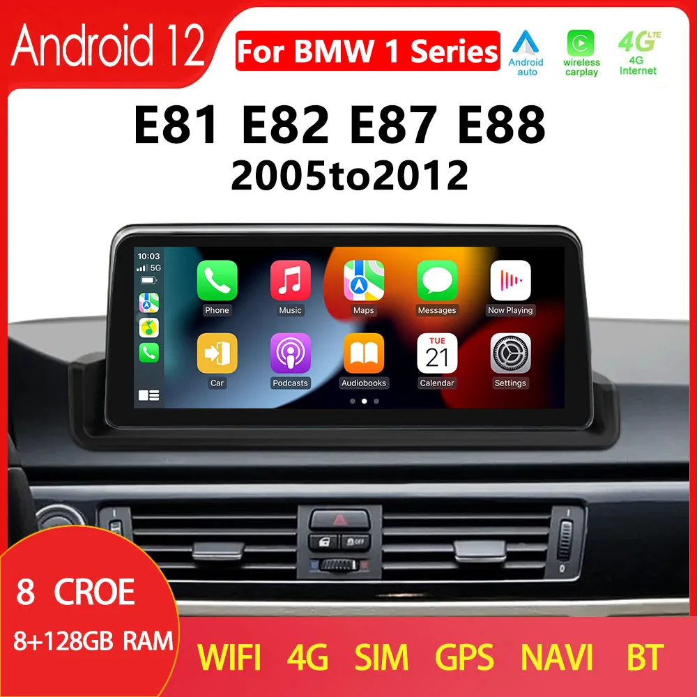 Para BMW Série 1 Android 12 E81/E82/E87/E88 Carplay Rádio Do Carro GPS ...