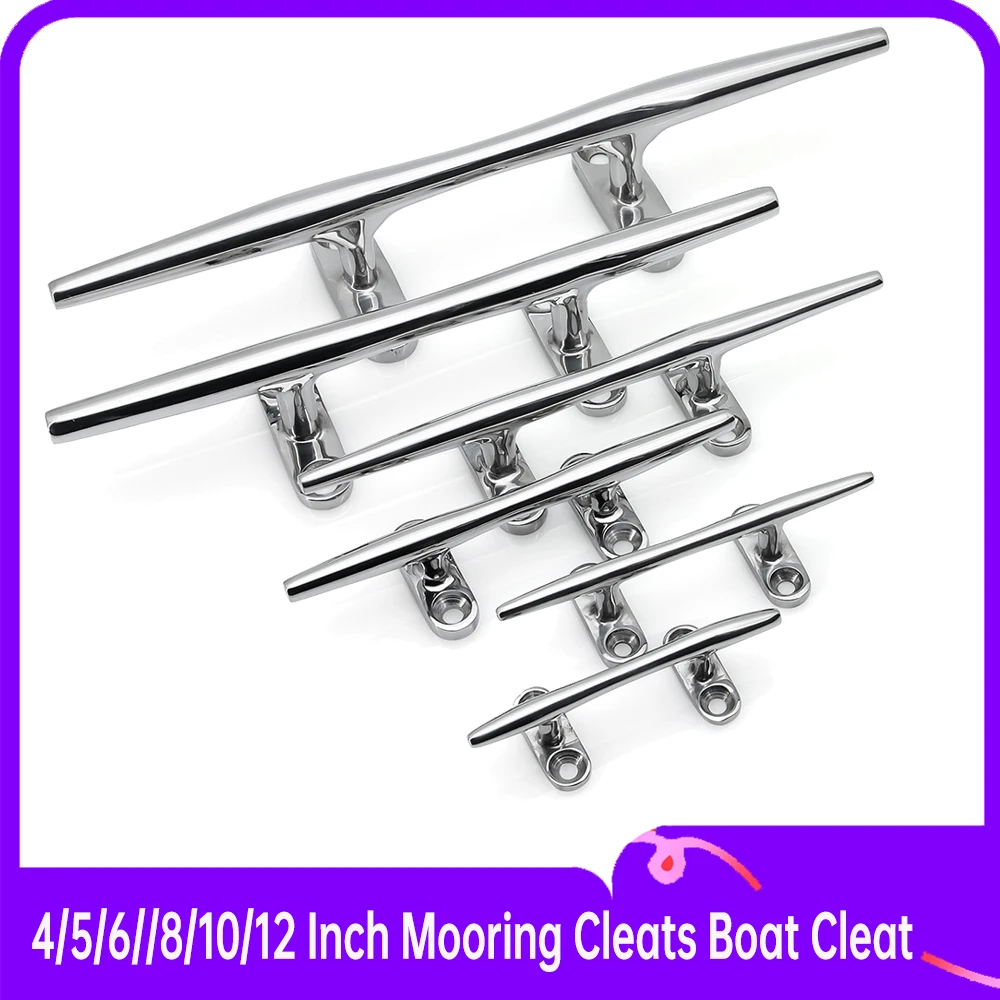 4-5-6-8-10-12-Inch-Mooring-Cleats-316-Stainless-Steel-Boat-Cleat-Low ...