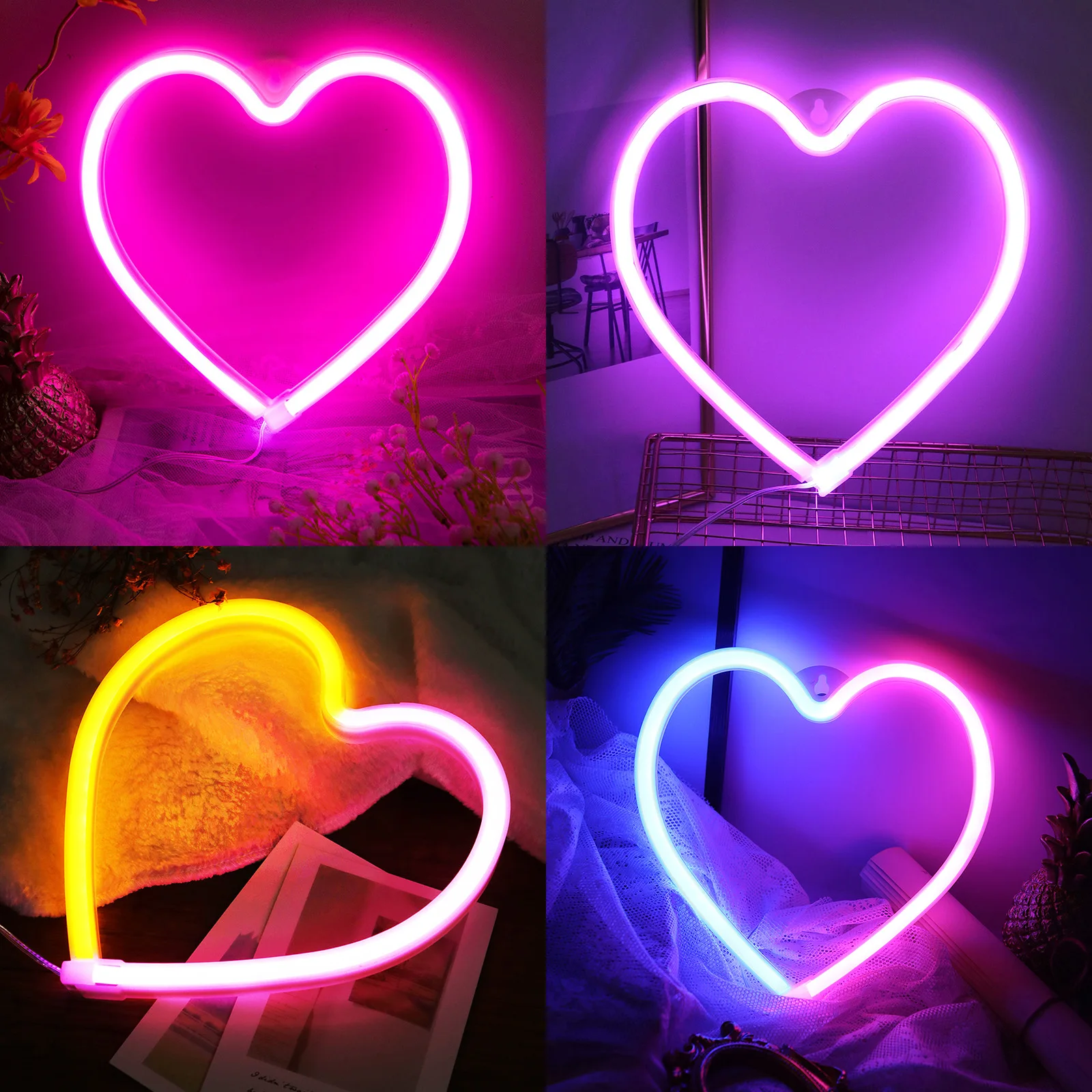 Battery-USB-LED-Neon-Light-Wall-Decoration-Butterfly-Lightning-Heart ...