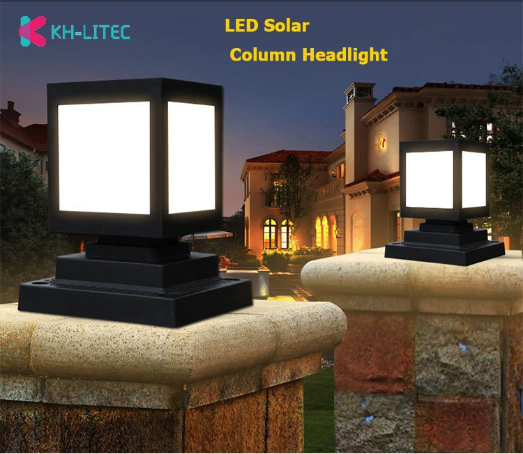 LED-Solar-Column-Headlight-Solar-Powered-Pillar-Lamp-Outdoor-Waterproof ...