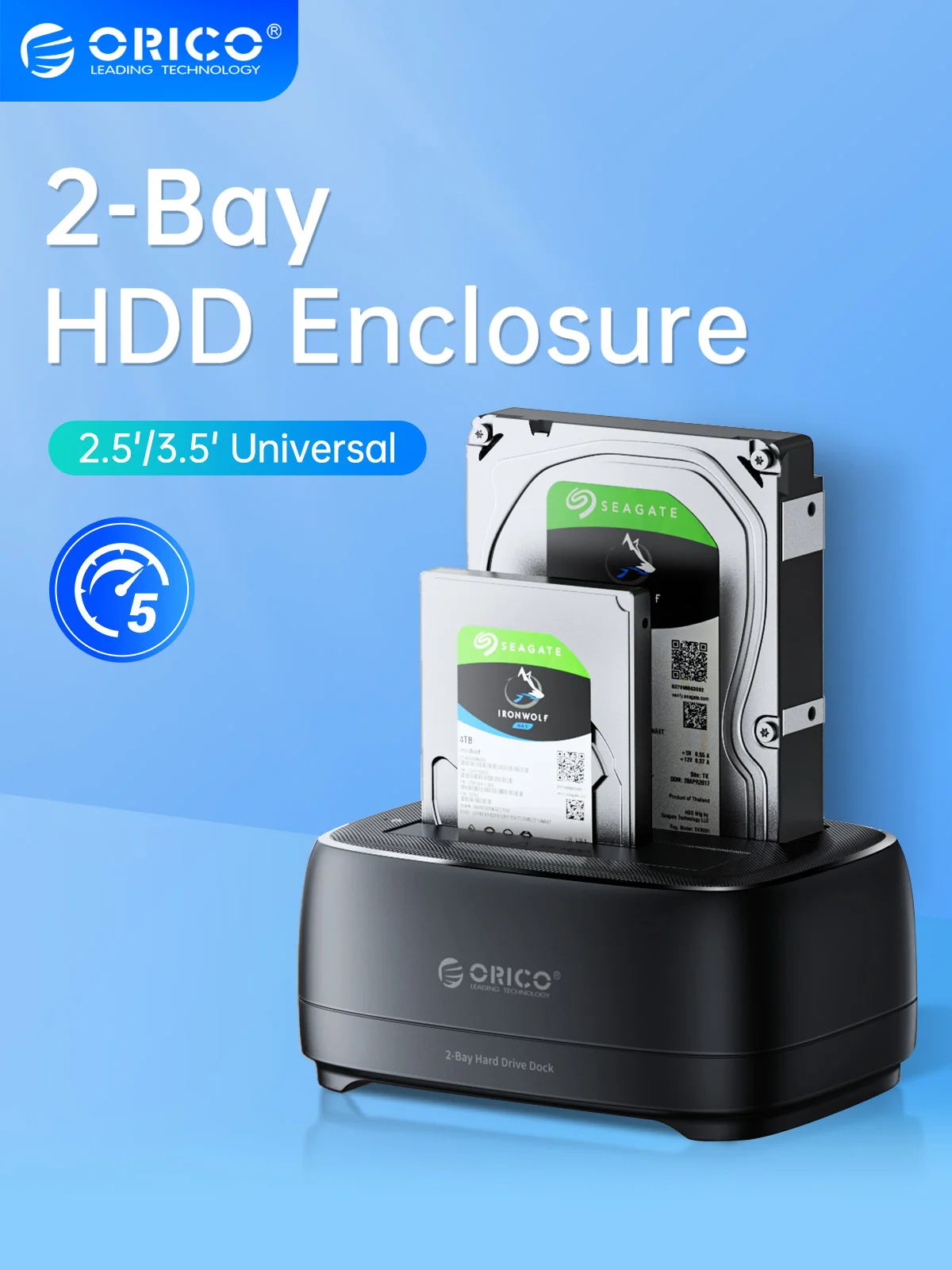 ORICO 듀얼 베이 하드 드라이브 스테이션, USB 3.0, 5Gbps, C타입 HDD 도킹 스테이션, 2.5, 3.5 인치 ...