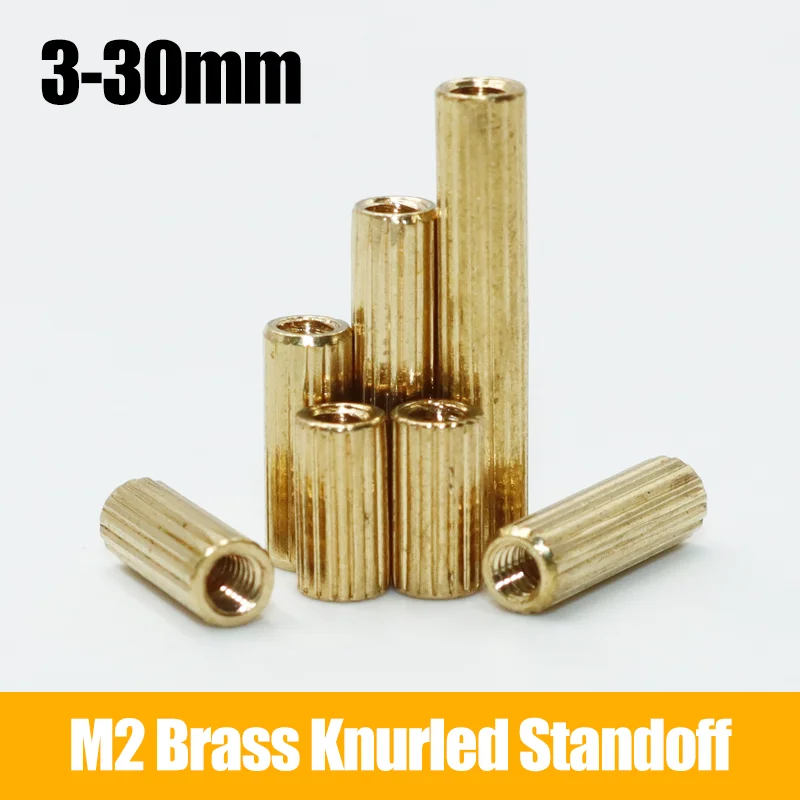 M2 Copper Pillar Thread Brass Round Standoff Knurling Spacer Screw ...