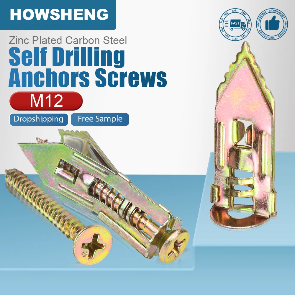 HOWSHENG-25sets-Self-Drilling-Anchors-with-Screws-M12-Zinc-Plated ...