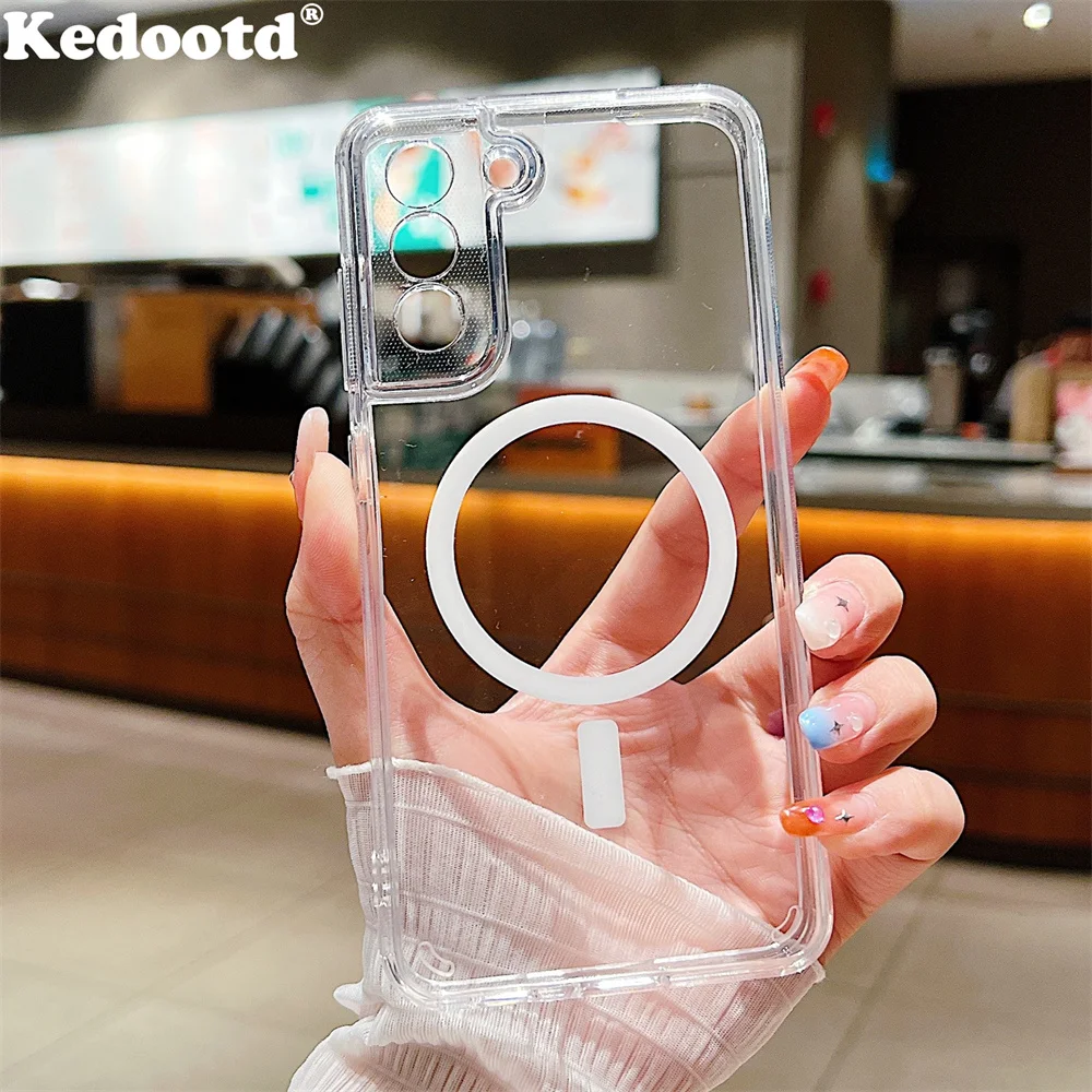 Magnetic For Magsafe Clear Acrylic Case For Samsung S25 S24 S23 S22 S21 ...