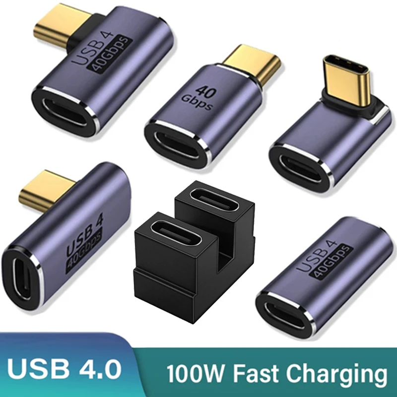 USB4-0-40Gbps-Adapter-USB-C-Male-To-Female-90-Degree-100W-Fast-Charging ...