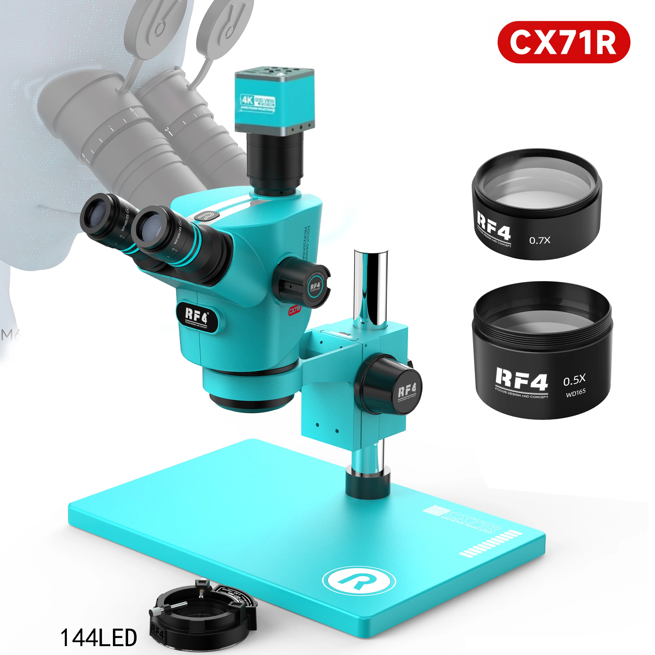 RF4 RF-CX71R Microscope 30° Tile Angle 6.5-65X High Definition Optical ...