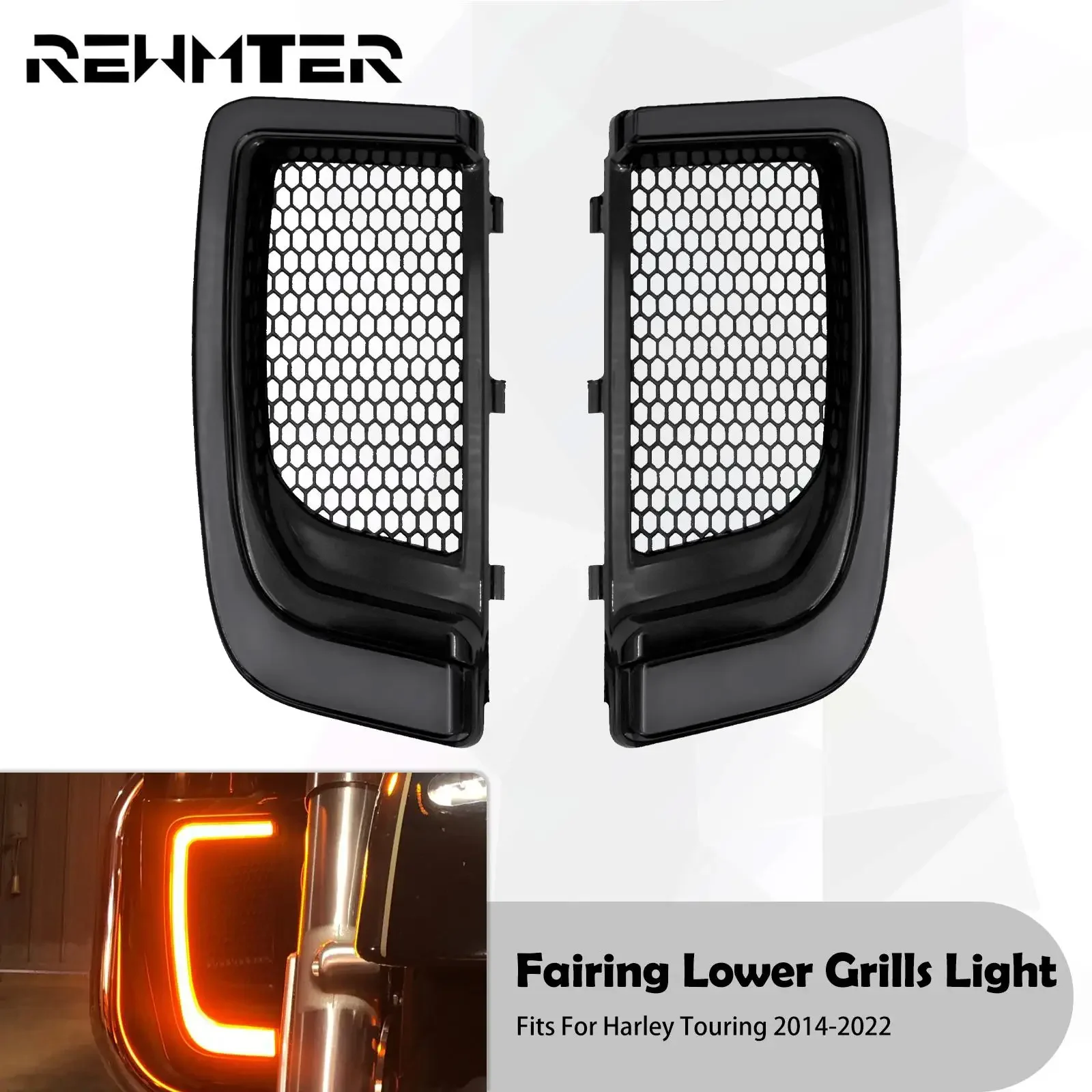 Motorcycle LED Fairing Lower Grills Light Turn Signal Running Lamp For ...