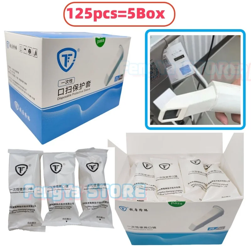 125Pcs=5 Box TPU Disposable Intraoral Scanner Sleeves Dental Universal ...