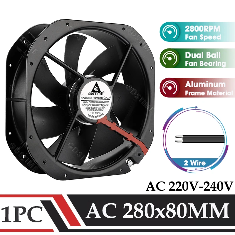 Gdstime 200mm Fan AC 110V 220V 240V Fan 280MM*80MM Large Air Volume ...