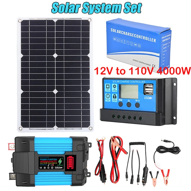 12V to 110/220V Solar Panel System 18V 18W Solar Panel+30A Controller+ ...