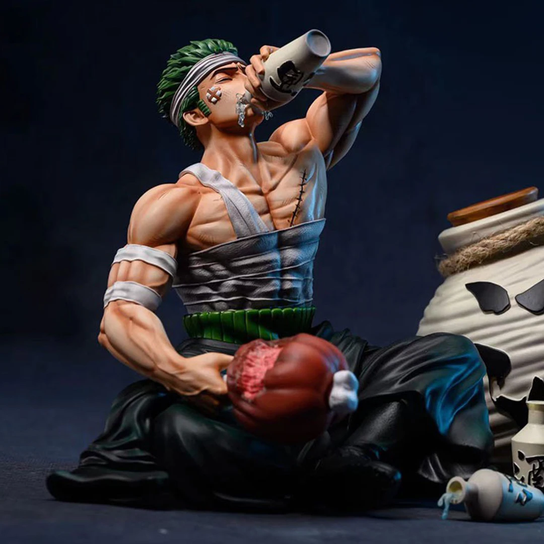 15cm Anime One Piece Figure GK Injured Drinking Roronoa Zoro Action ...