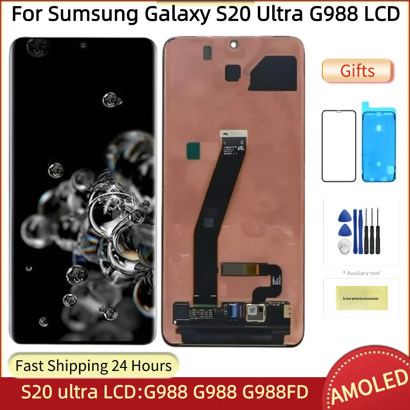 100-SUPER-AMOLED-S20U-LCD-For-Samsung-S20-Ultra-5G-G988-G988B-LCD ...