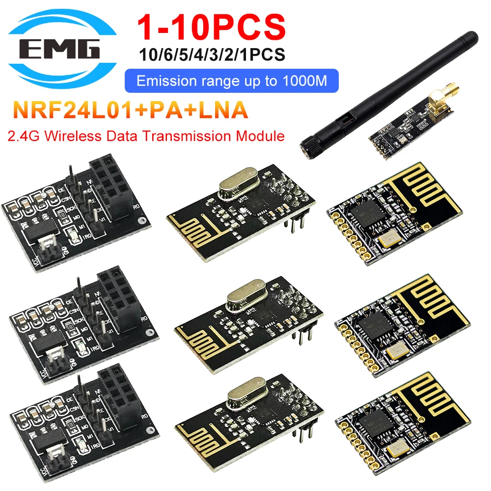 1-10pcs-NRF24L01-2-4G-Wireless-Data-Transmission-Module-2-4GHz-NRF24L01 ...