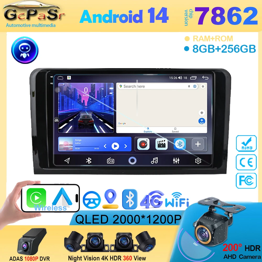 Android-14-Car-Radio-Multimedia-Player-For-Mercedes-Benz-M-Class-W164 ...