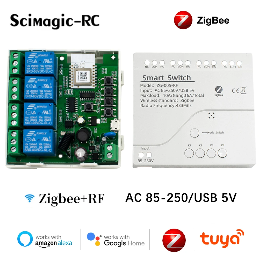 Zigbee wifi módulo de relé 1/2/4ch 5v 12v 24v 220v controle remoto ...