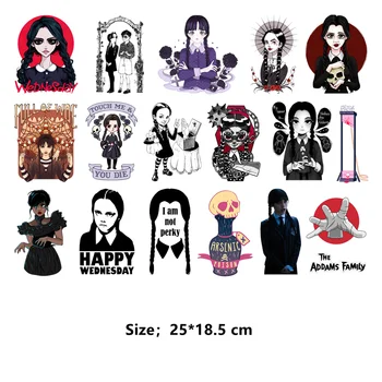American Movie TV Wednesday Addams Clothing patches thermo-stickers for ...