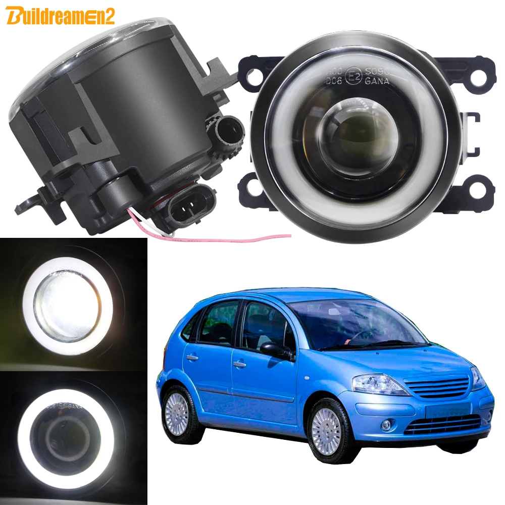 2 X 30W H11 Car External Fog Light with Angel Eye DRL LED COB Fog ...