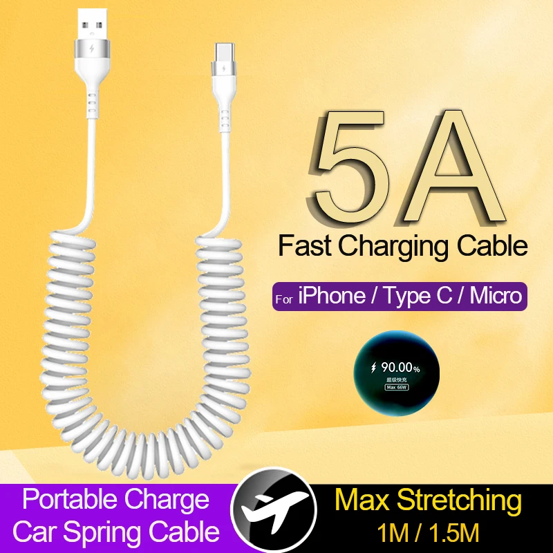 Usb Charging Cable Spring | Spring Usb Cable Samsung | Charging Cable ...