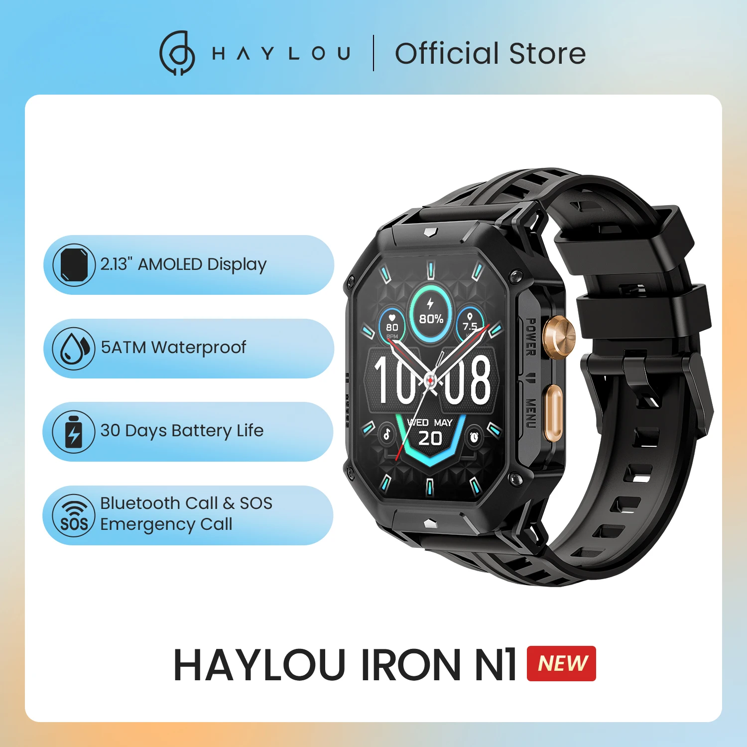 HAYLOU-IRON-N1-jam-tangan-pintar-2-13-tampilan-AMOLED-5ATM-jam-tangan ...