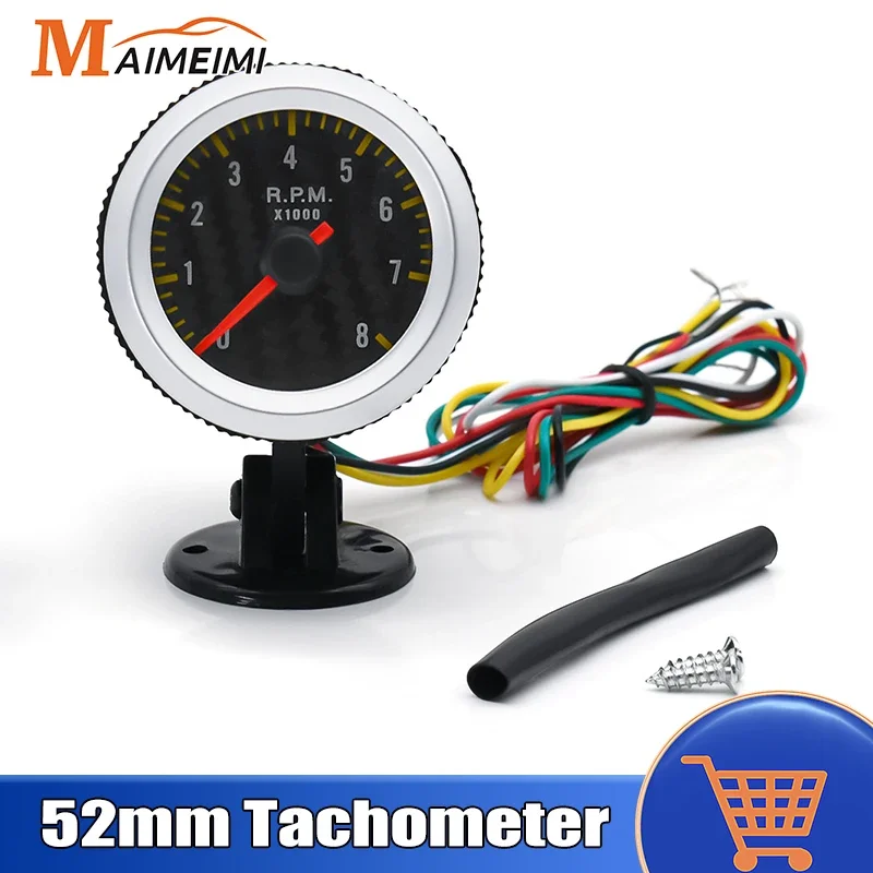 MH-2-52mm-Car-Meter-Tachometer-RPM-Gauge-0-8000RPM-Tacho-Meter-LED-Red ...