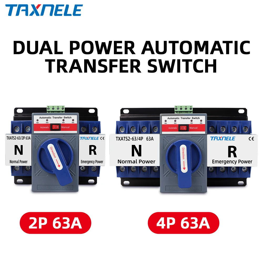 ATS-2P-4P-63A-Dual-Power-Automatic-Transfer-Switch-AC230V-380V-MCB-Auto-Changeover-Switch ...