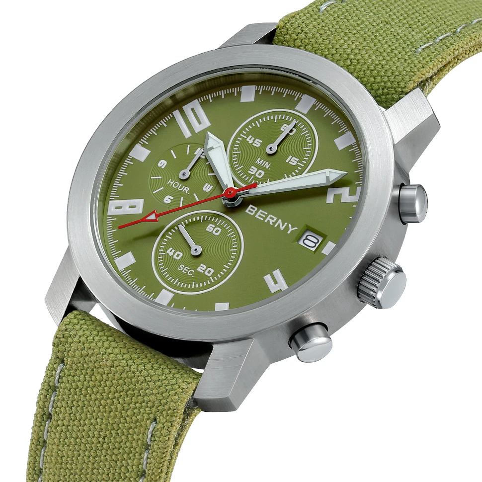 BERNY Watch for Men Pilot Chronograph Multifunction Sports Quartz ...
