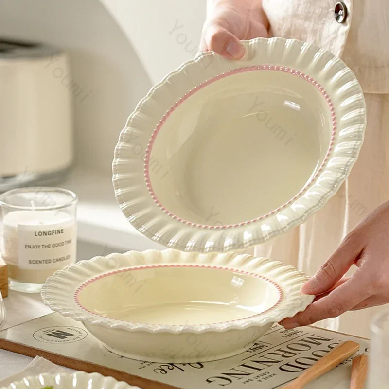 French-Style-Circular-Ceramic-Plate-Light-Luxury-Restaurant-Pasta ...