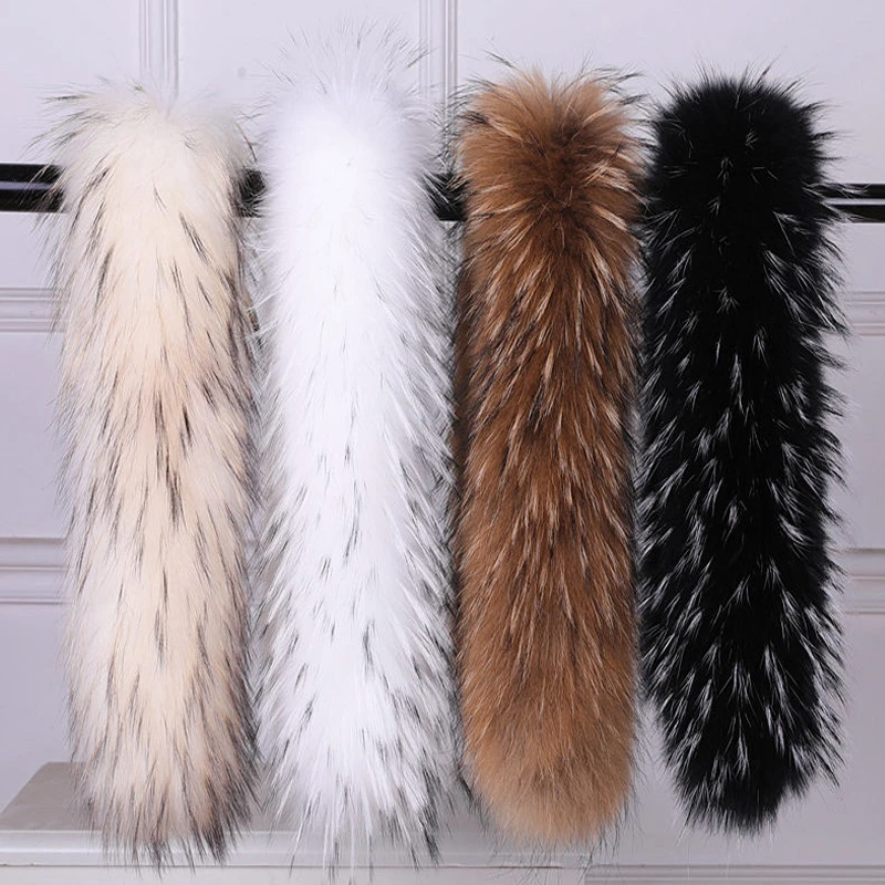 Real Raccoon Fur Collar Luxury Warm Natural Raccoon Fur Scarf Winter ...