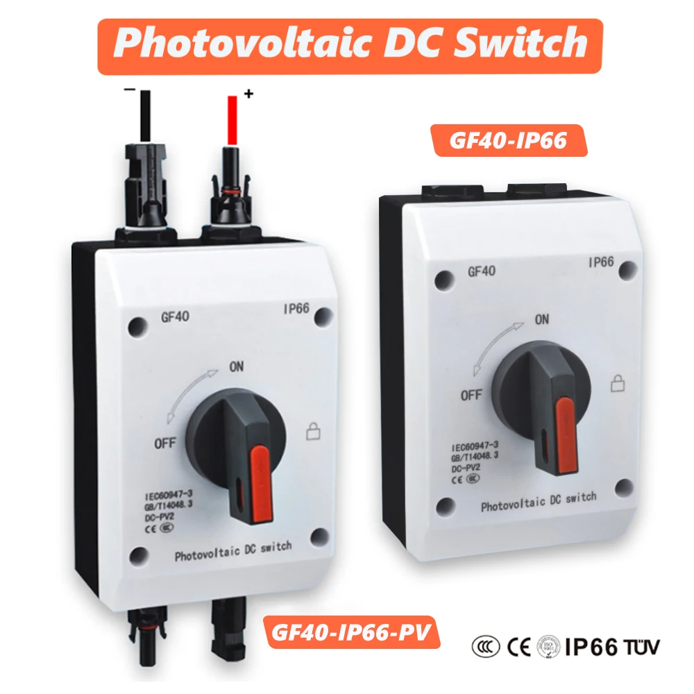 Solar Photovoltaic Isolator DC Switch PV Disconnect ON OFF 1000V 1200V 32 G40 Rotating Handle ...