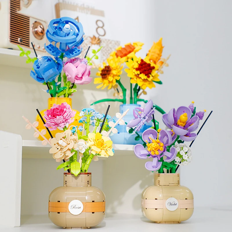 Building-Blocks-Flower-DIY-Rose-Chrysanthemum-Potted-Bouquet-Bricks ...