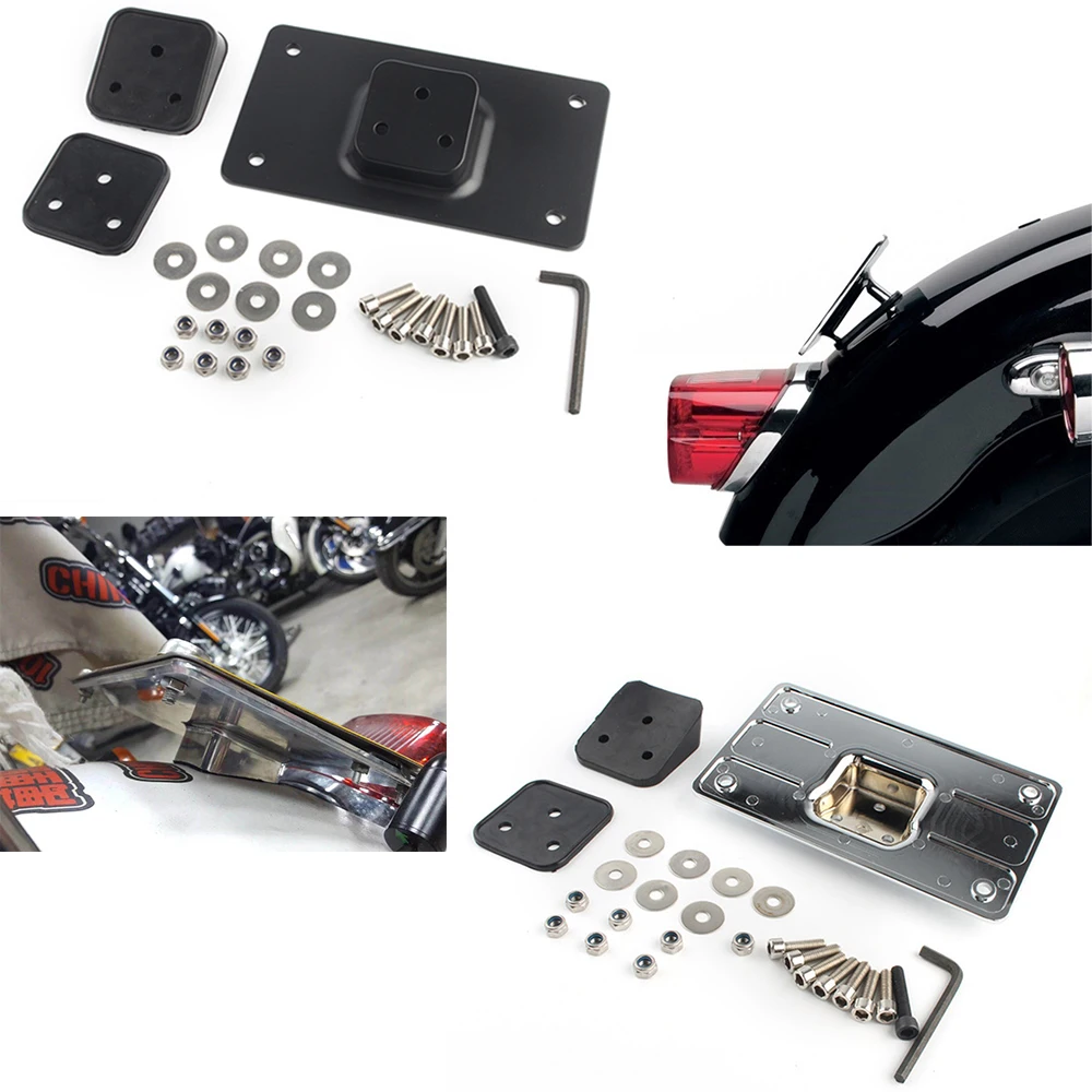 Motorcycle-Laydown-Tilt-License-Plate-Kit-Frame-Mount-For-Harley-Big ...