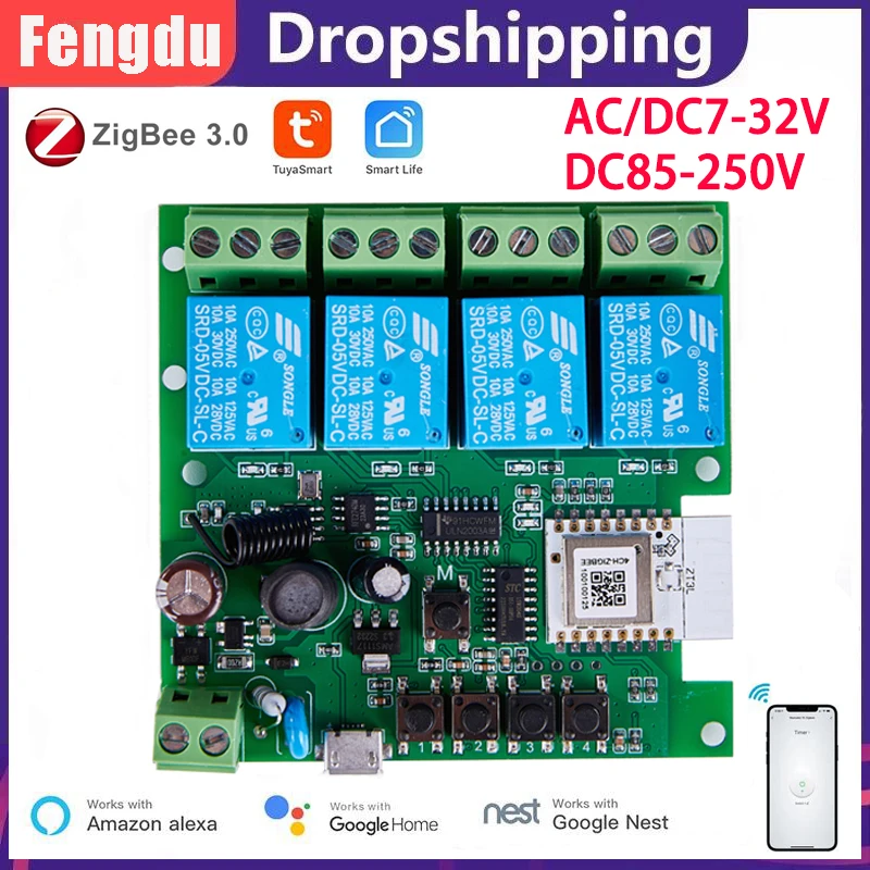 4CH-Tuya-Zigbee-Smart-Light-Switch-Module-85-250V-12V-Relay-Smart-Home ...