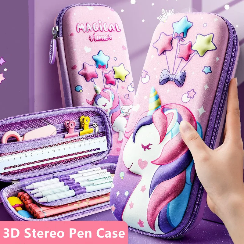 3D-Unicorn-cute-pencil-box-School-student-stationery-box-Children ...