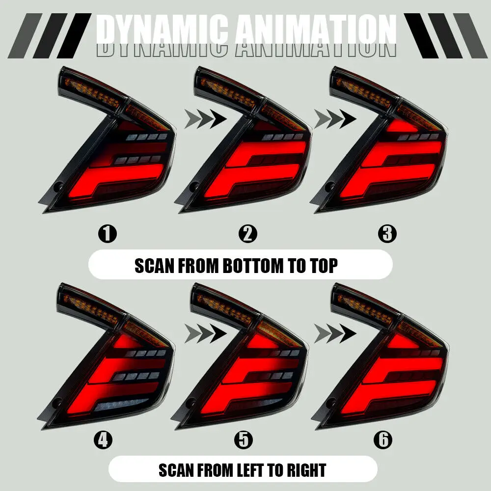 Car Led Tail Lights for HONDA CIVIC HATCHBACK FK7 FK8 TYPE-R 2016-2020 ...