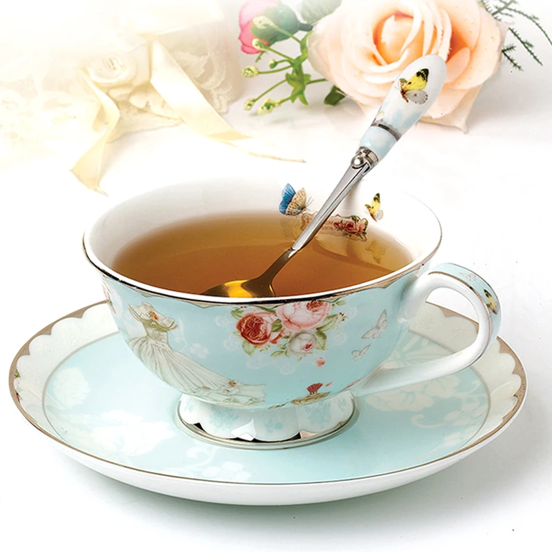 Elegant Tea Cup Set Bone China Tea Cup And Saucer Set Floral Design ...