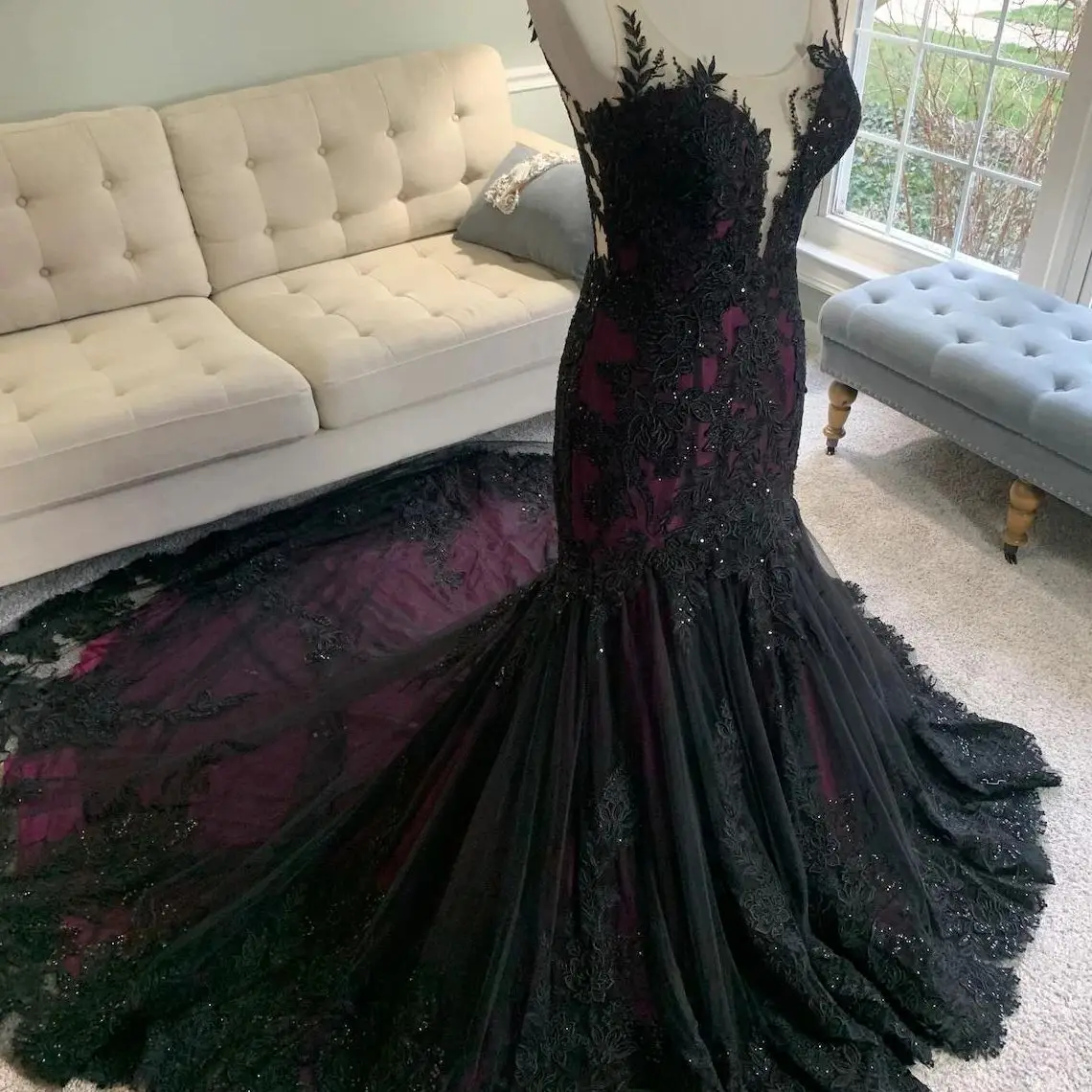 Black-Lace-Mermaid-Wedding-Dress-For-Bride-2024-Sleeveless-Gothic-Bridal-Gowns-Vintage-Country ...